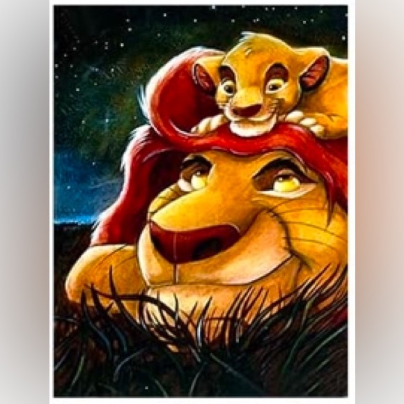 Hand Crafted | Art | Diy Diamond Painting Kit Simba And Mufasa In Red ...